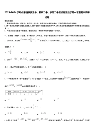 2023-2024学年山东省泰安三中、新泰二中、宁阳二中三校高三数学第一学期期末调研试题含解析 - 培基文库